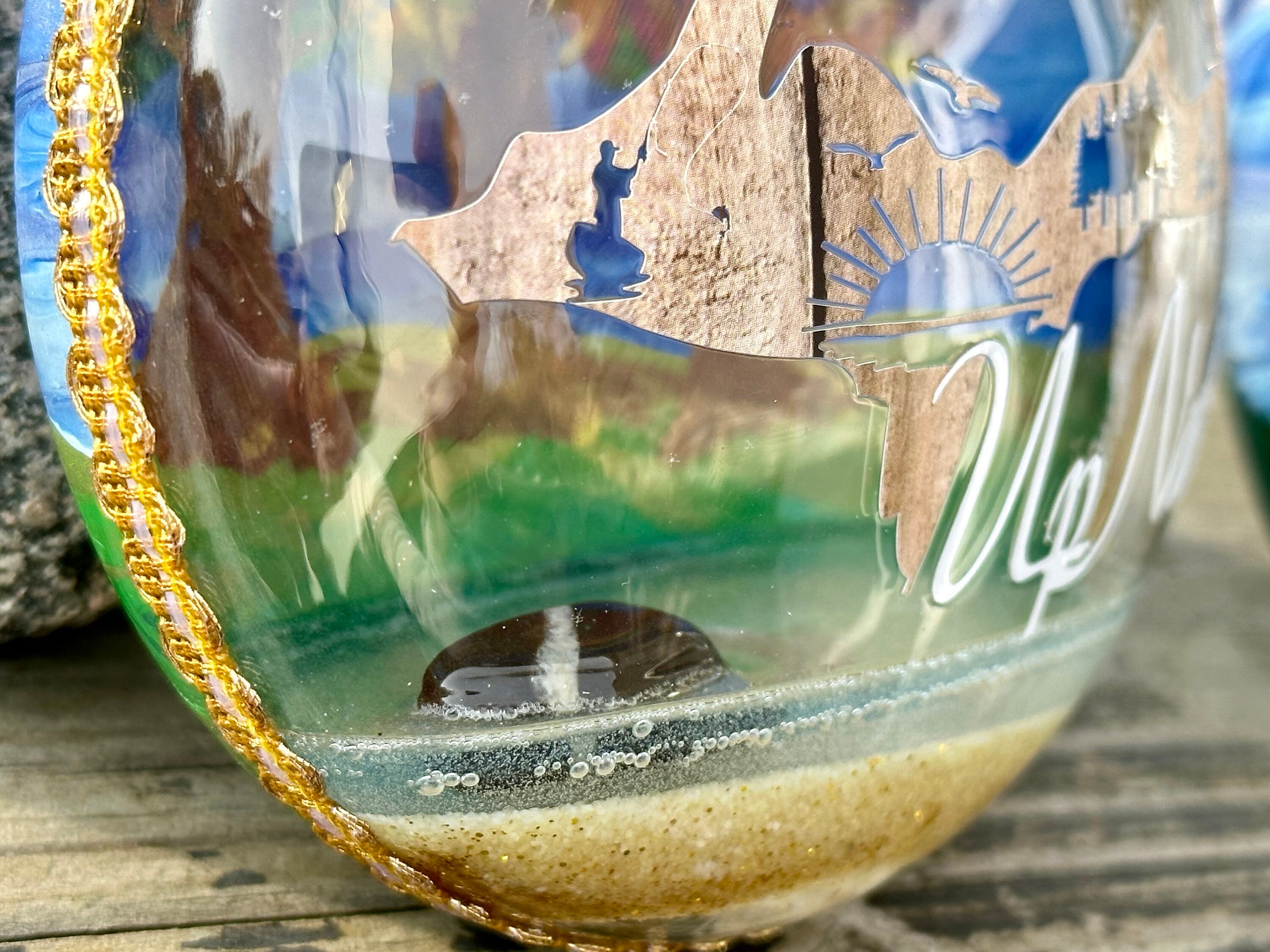 Beautiful Hand Painted Upper Peninsula, up North /yooper Glass Ornament ...