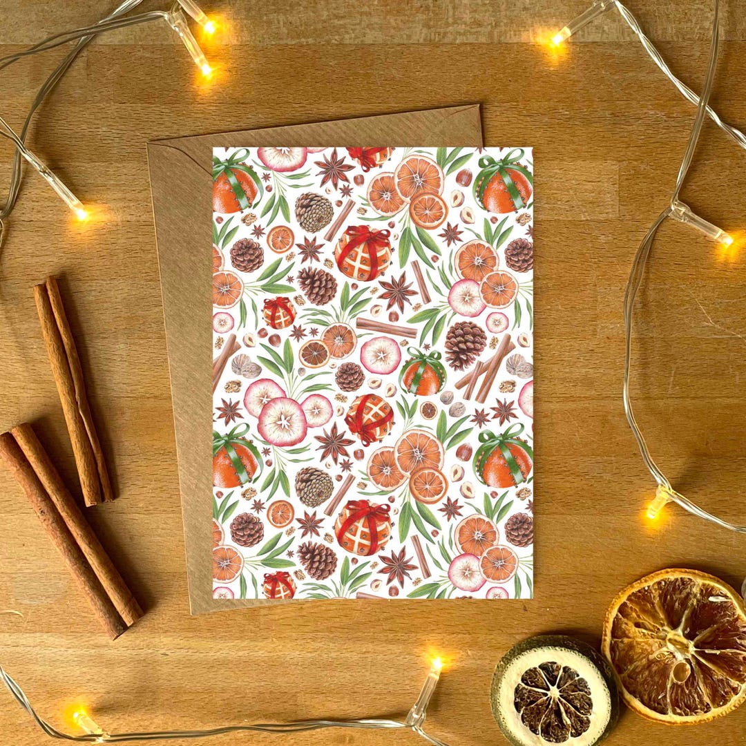 Hand-drawn Christmas Spices Greeting Card: Eco-friendly A6 Size - Etsy
