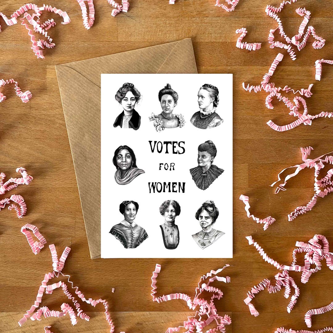 Suffragette Greetings Card: Feminist Notelet With Kraft Envelope - Etsy