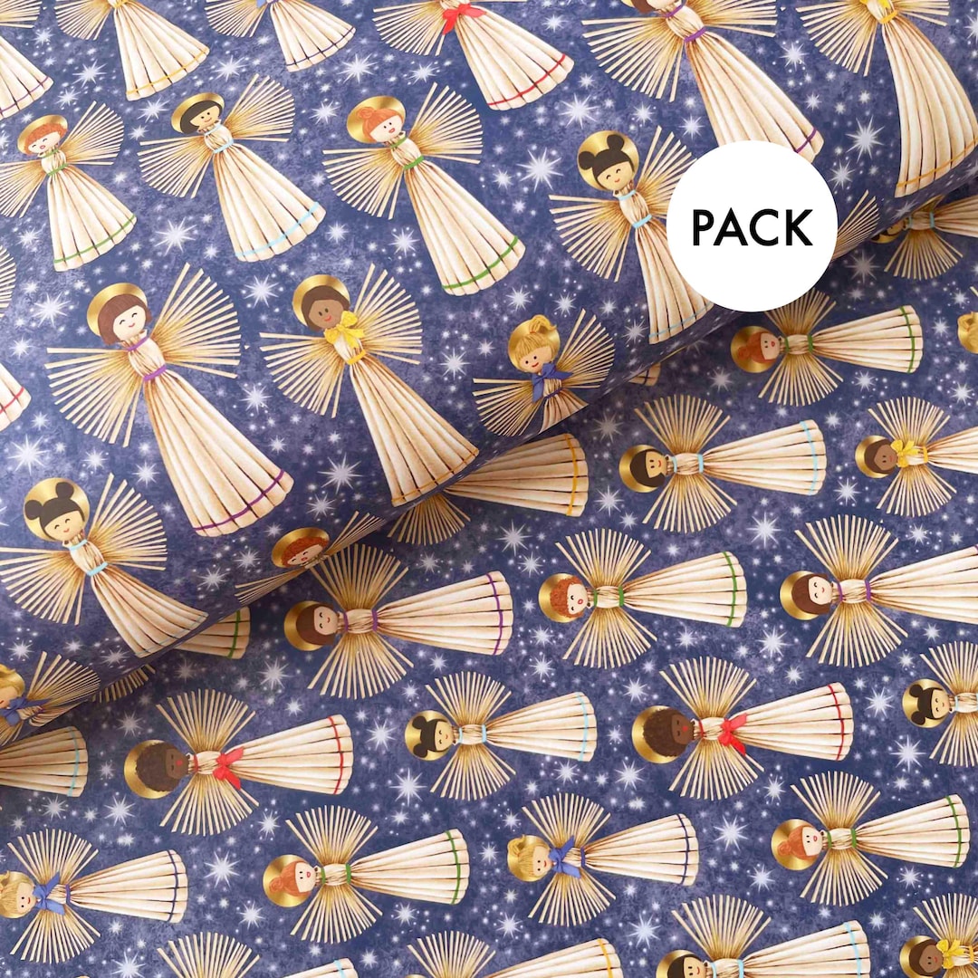 Christmas Angels Gift Wrap Set: Scandinavian Holiday Design With Tags ...