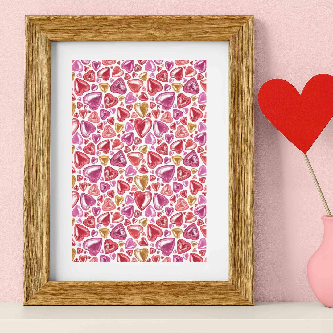 Love Hearts Print | Love Art Print | Hand Drawn Illustration ...