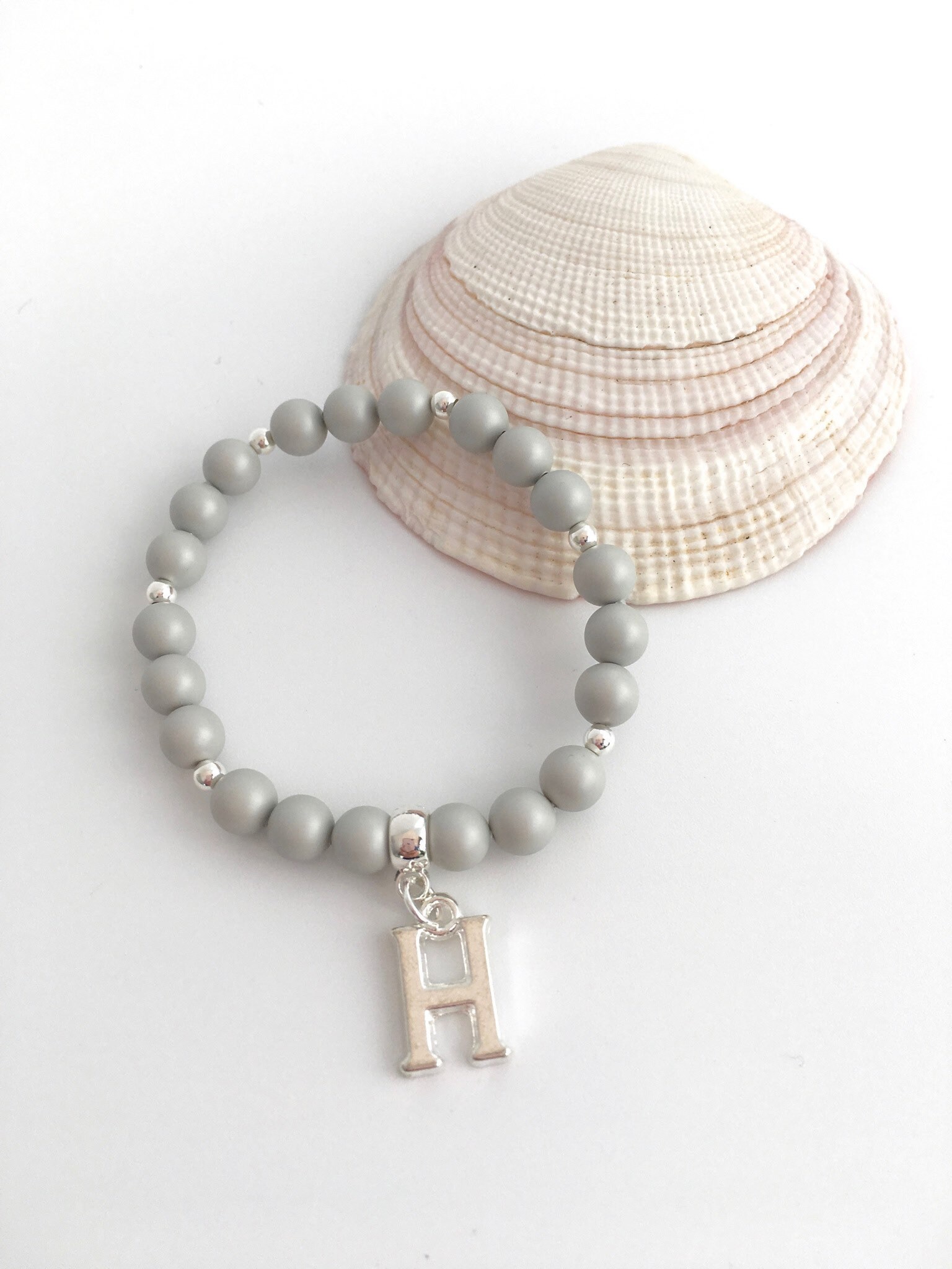 Grey pearl bracelet with light grey faux pearls and Sterling | Etsy