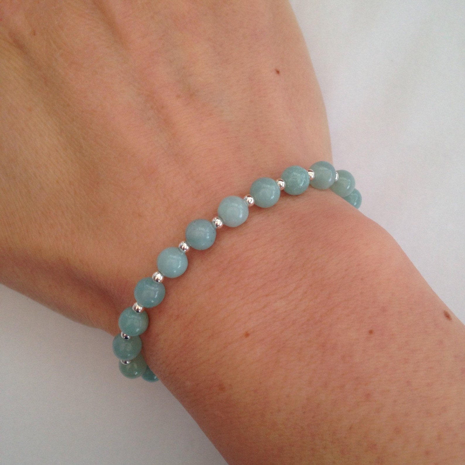 Amazonite Bracelet With Sterling Silver, Turquoise Bracelet, Gift for ...