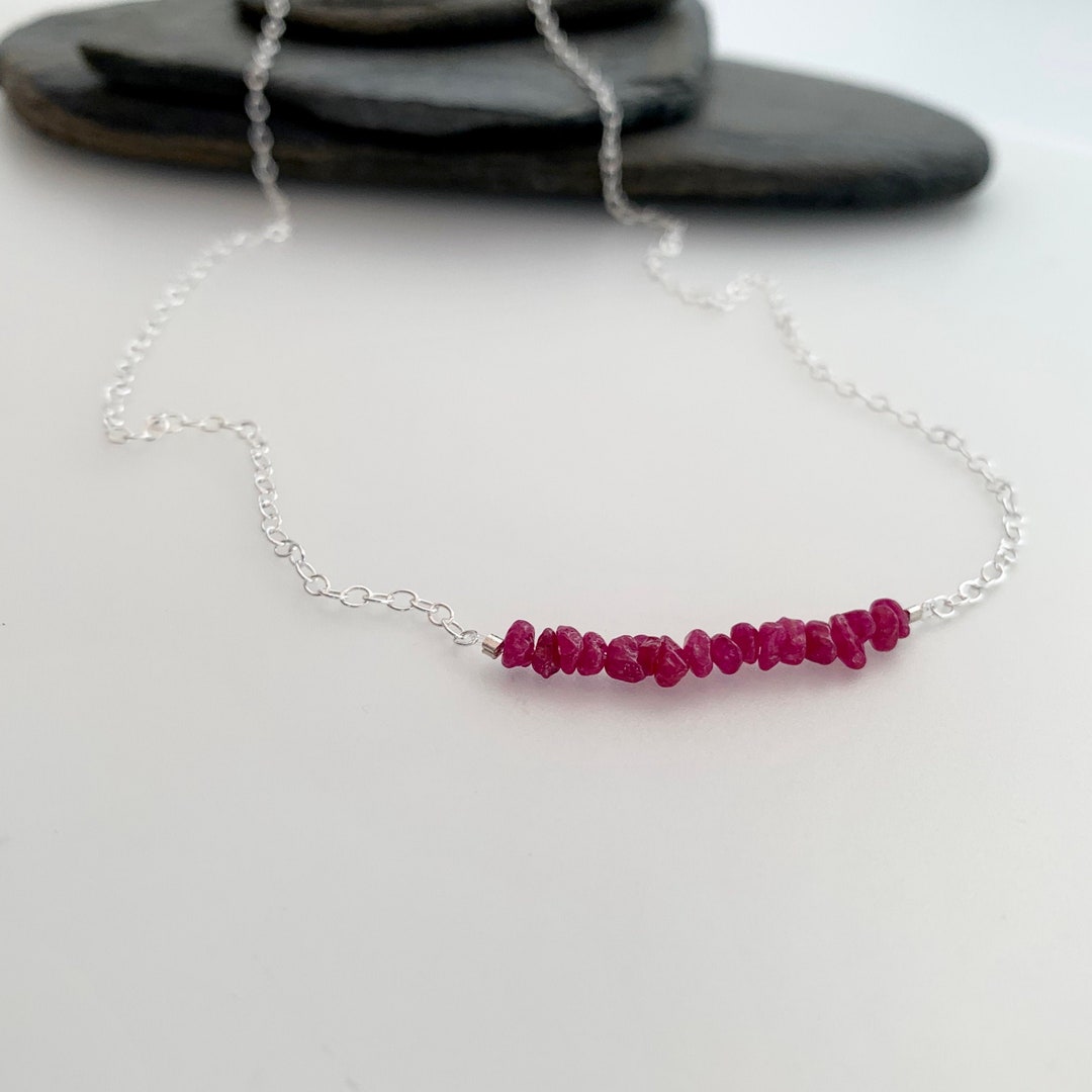 Ruby Necklace Raw Stone Ruby Nuggets With Sterling Silver - Etsy