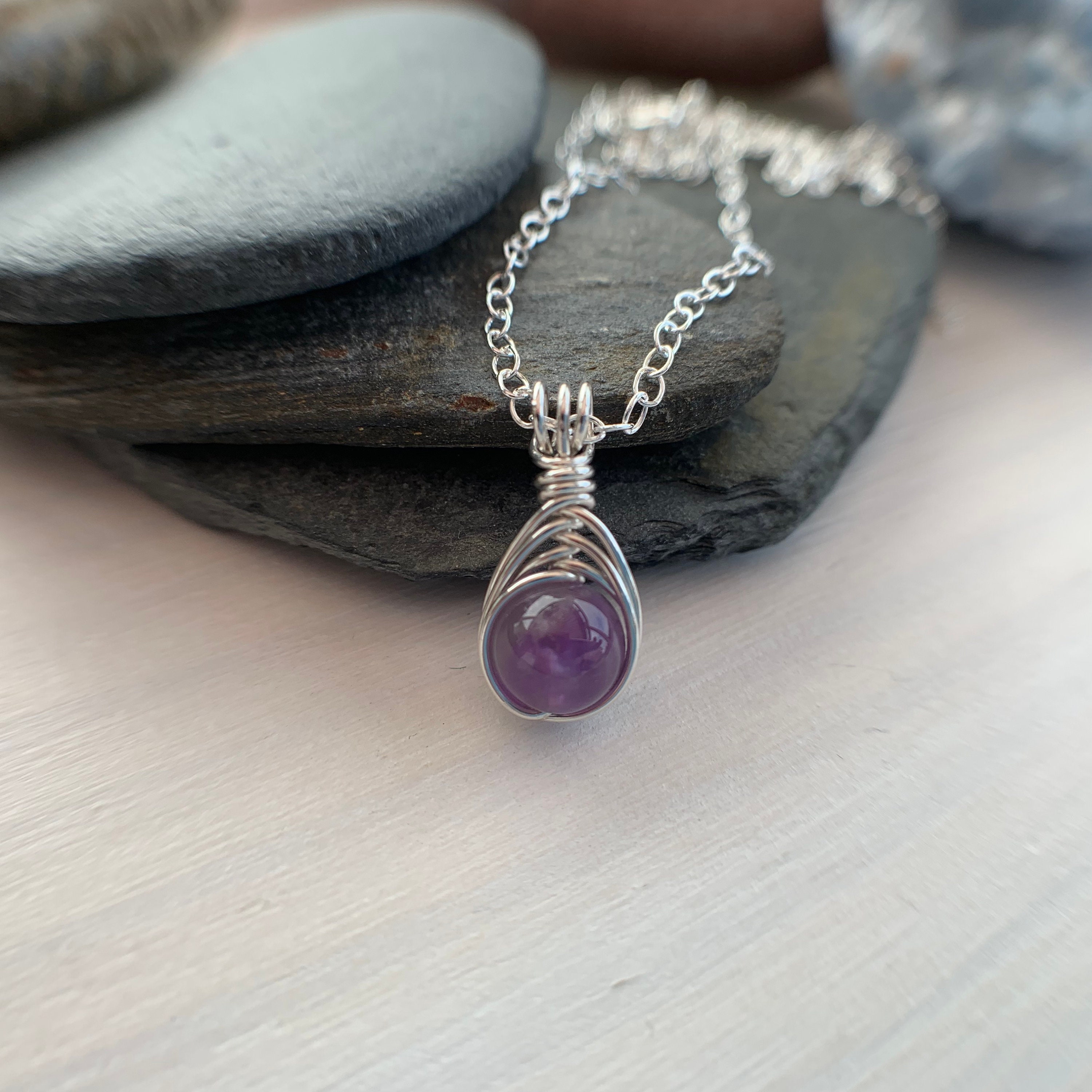 Amethyst Necklace and Earrings Set Birthday Gift for Her | Etsy