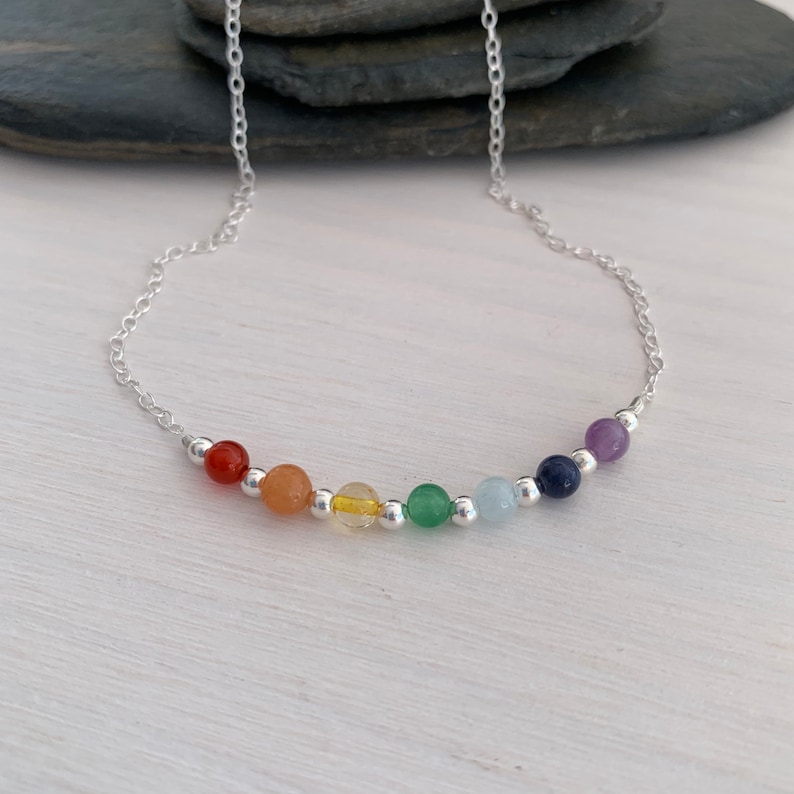 Rainbow bracelet and necklace made with semiprecious stones | Etsy