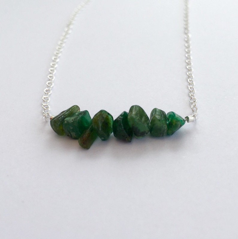 Emerald Necklace With Genuine Emeralds and Sterling Silver - Etsy