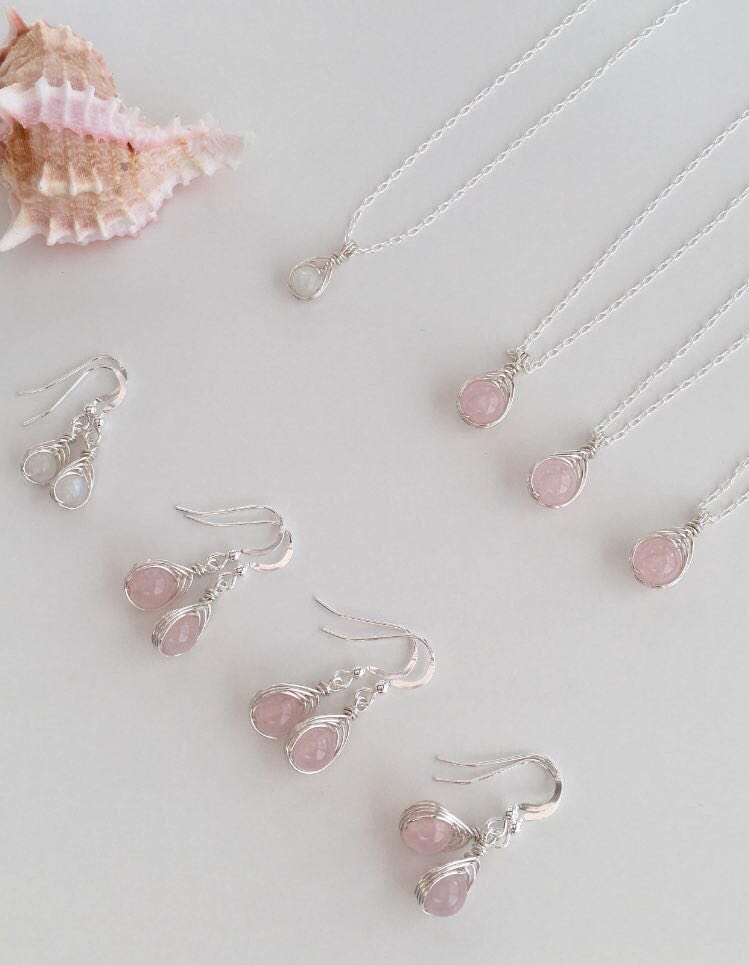 Moonstone necklace and earrings set birthday gift for her | Etsy