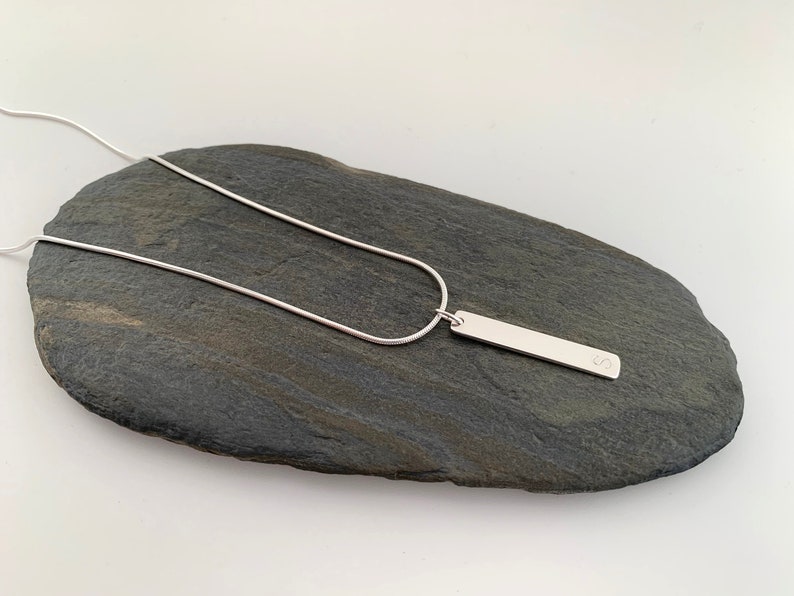 Sterling silver bar necklace personalised mum gift minimal | Etsy