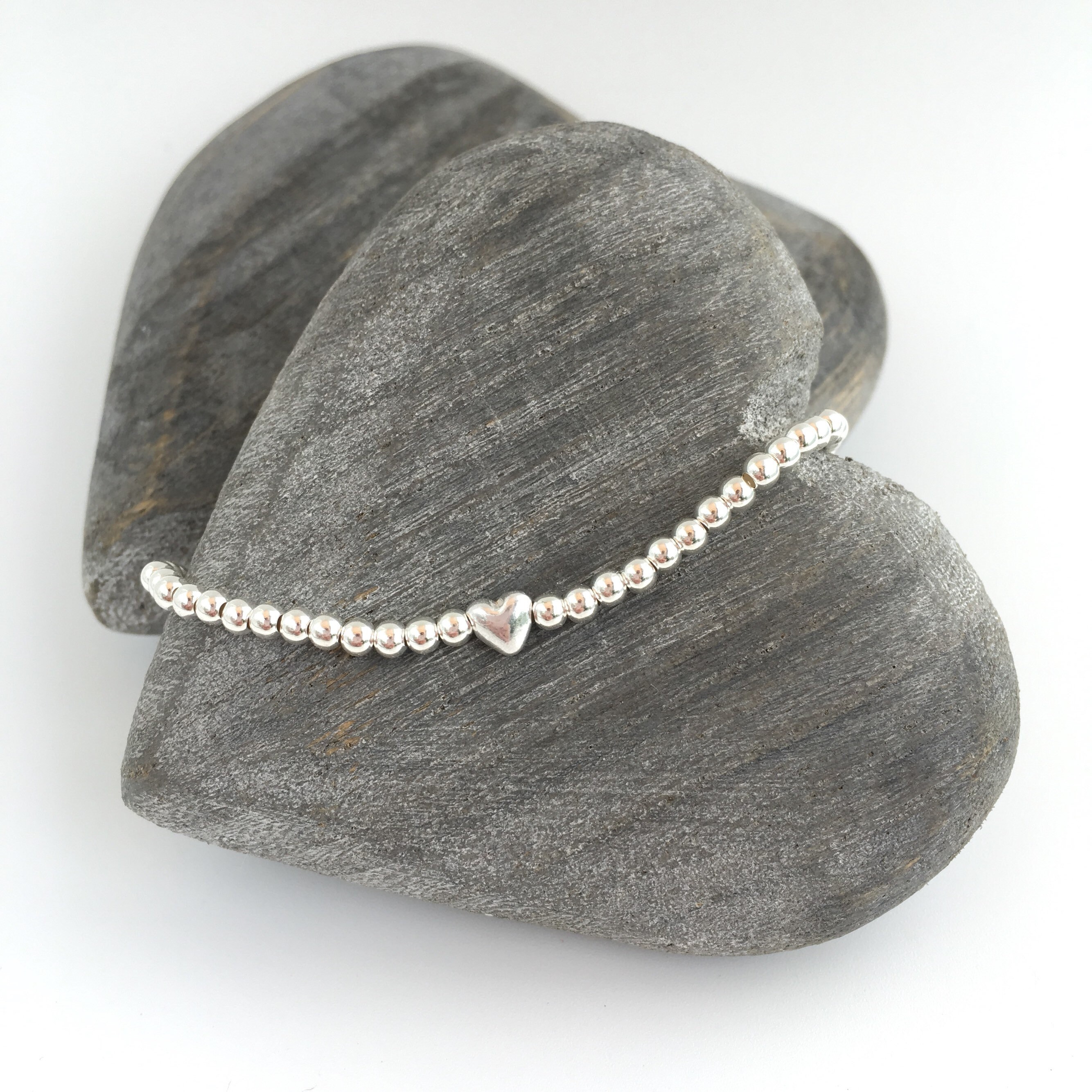 Sterling silver heart bracelet minimal gift for her | Etsy