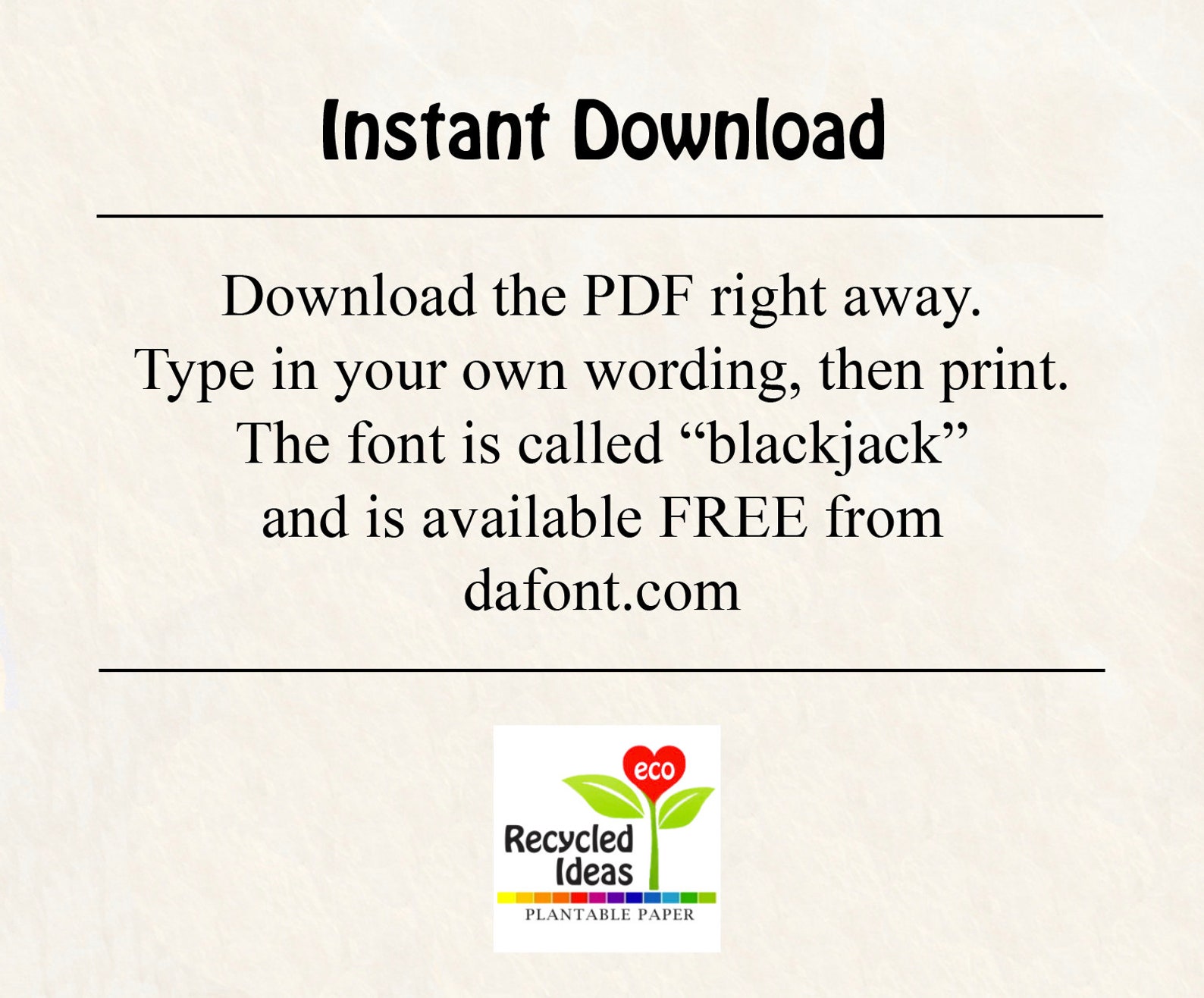 Instant Download - PDF Card Template for Seed Paper Hearts - Editable ...