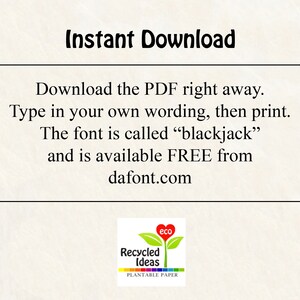 Instant Download - PDF Card Template for Seed Paper Hearts - Editable ...