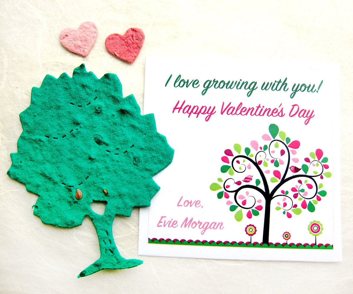18 Plantable Tree Valentines With Flower Seeds - Personalized Kids ...