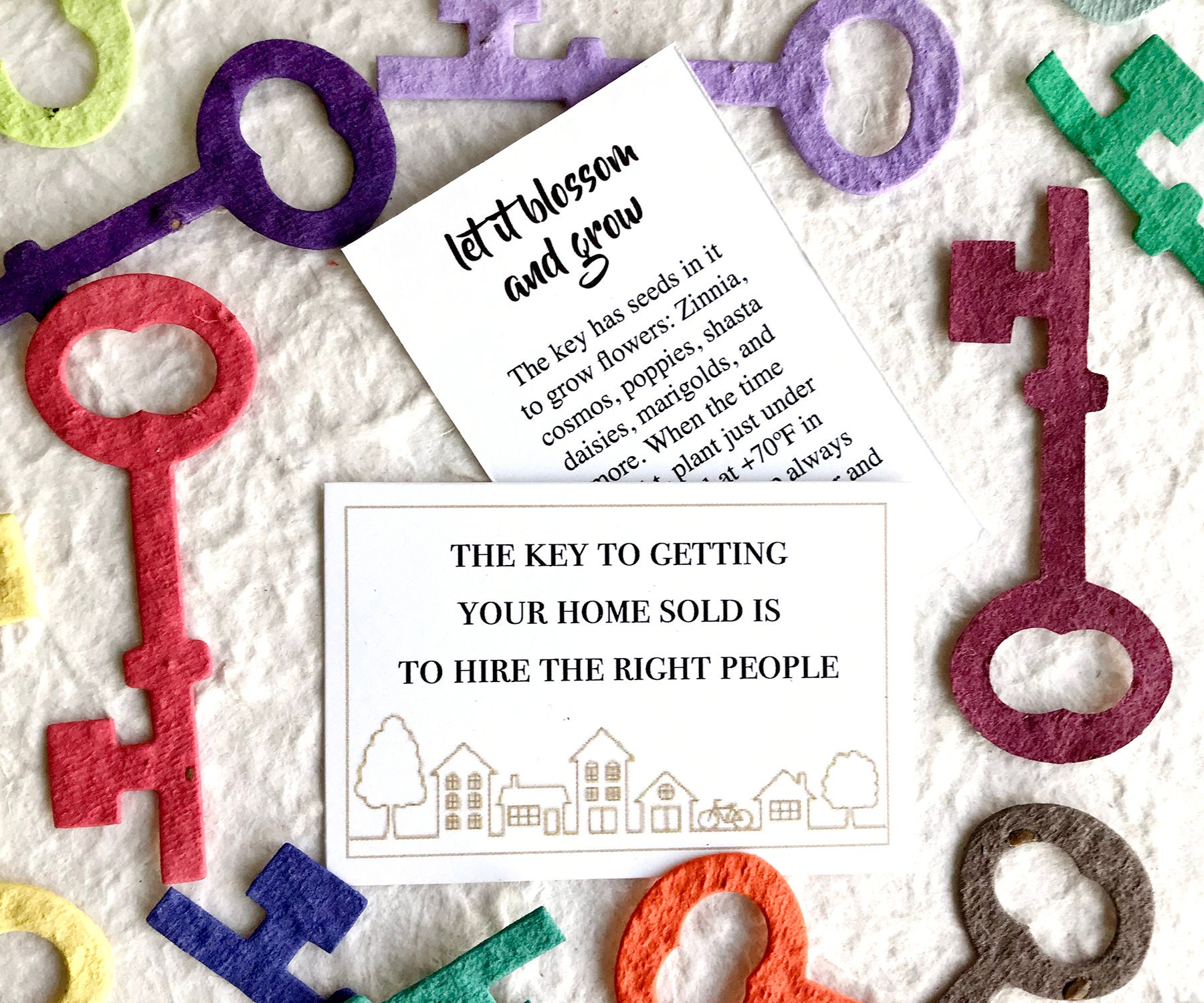 Flower Seed Paper Keys - Real Estate Business Cards - Custom Printing ...
