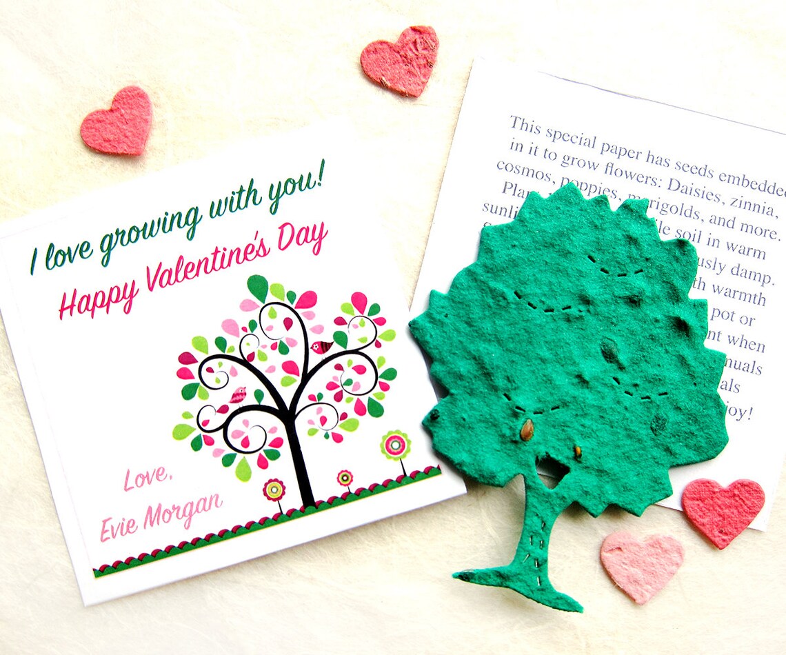 18 Plantable Tree Valentines With Flower Seeds - Personalized Kids ...