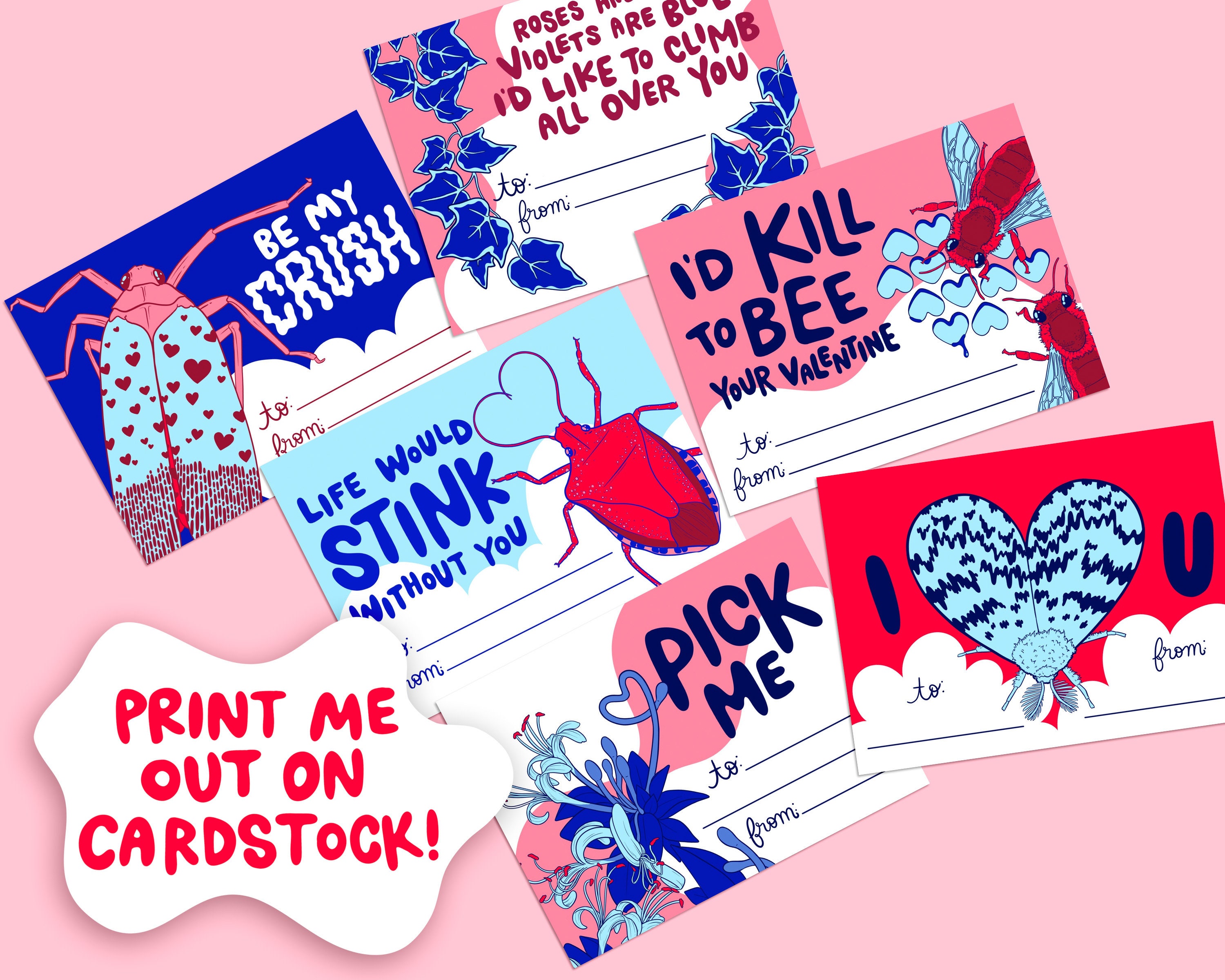 DIGITAL DOWNLOAD Printable Valentine's Day Cards Invasive Species ...