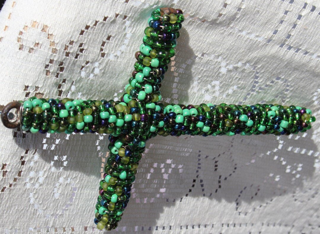 6 Inch Beaded Cross Wire Wrapped - Etsy