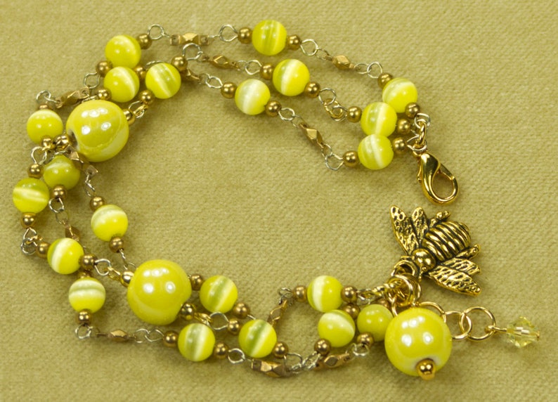 Yellow Bead Multi Chain Bee Bracelet - Etsy