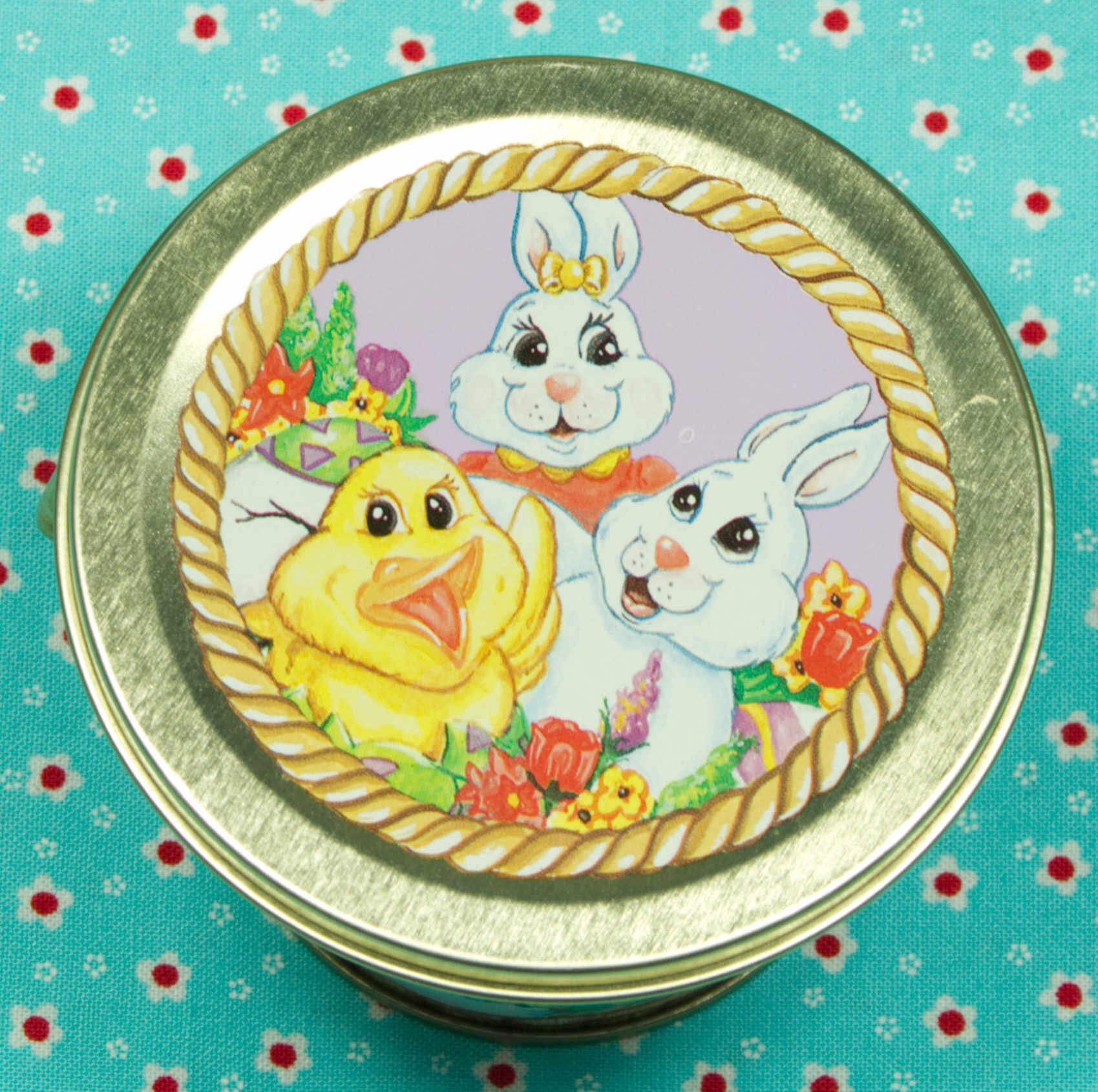 1990's Lt. Purple Decorated Easter Tin With Lid and Handle, Candy ...