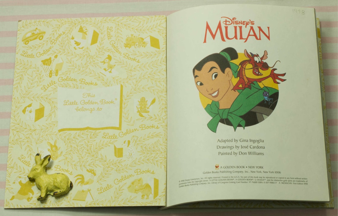 1998 1st Edition Disney's Mulan Little Golden Book, Adapted From Disney ...