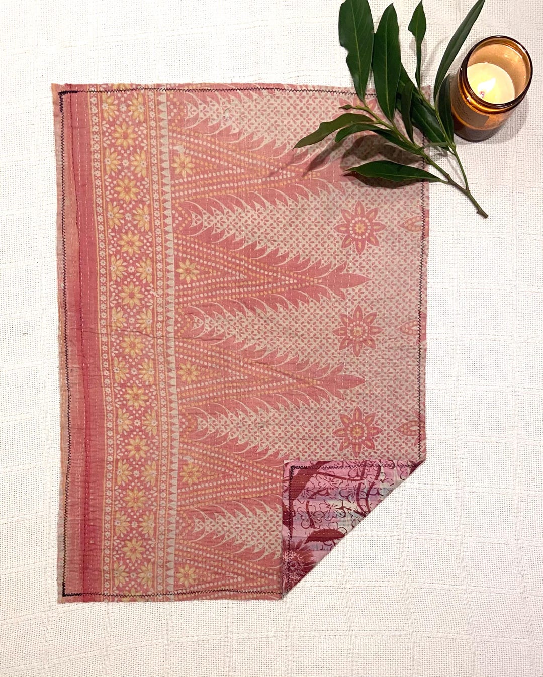 Authentic Kantha Hand Towel: Upcycled Boho Home Decor (21”x28”) - Etsy