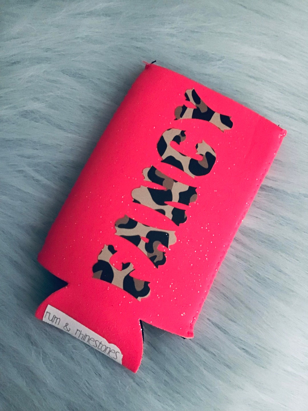 FANCY Cheetah Pink Glitter Seltzer Can Hugger // Slim Can Cozy - Etsy