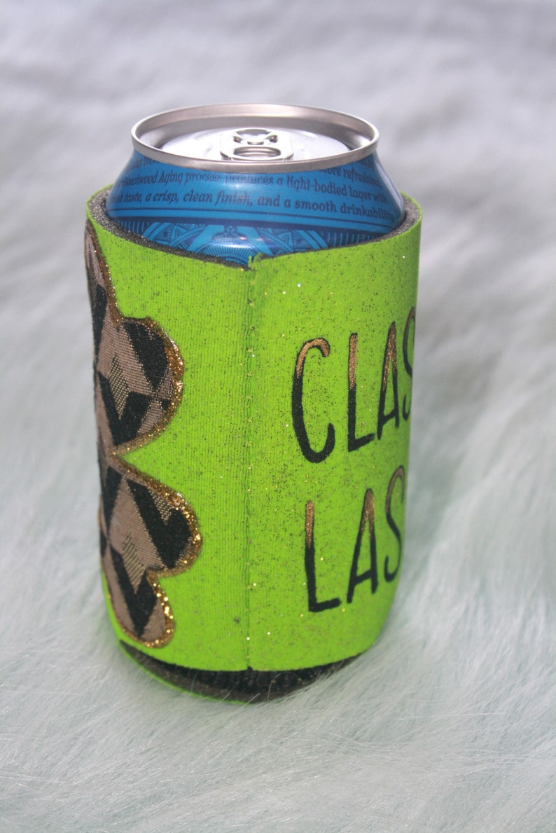 Classy Lassie Neon Green Can Hugger With Gold and Black - Etsy