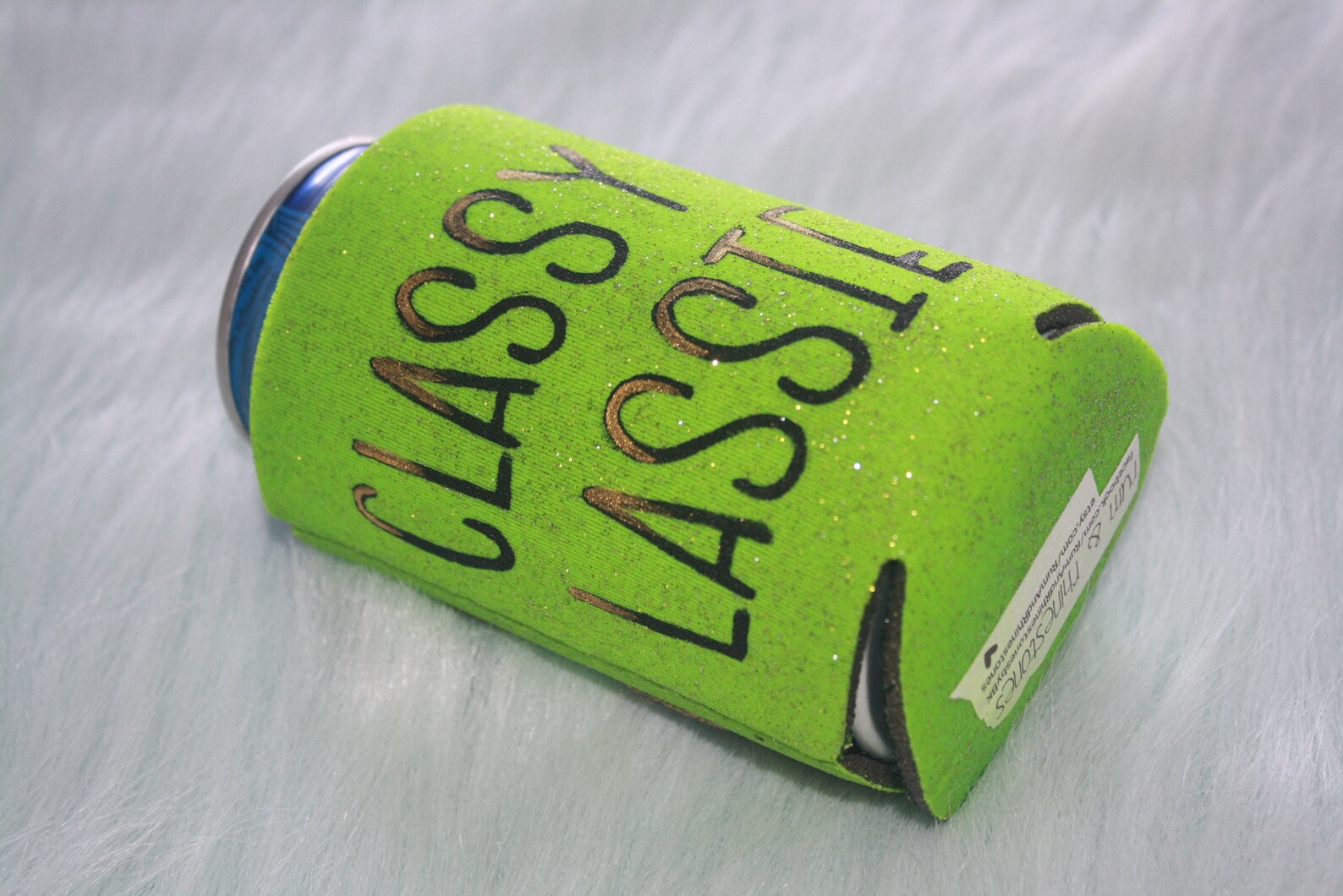 Classy Lassie Neon Green Can Hugger With Gold and Black - Etsy