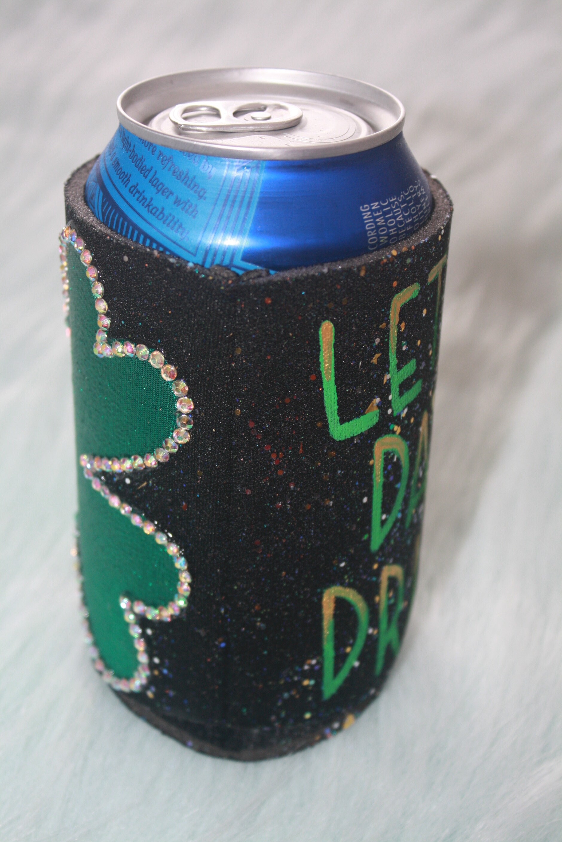 Let's Day Drink Glitter Can Hugger With Shiny Shamrock and Bling - Etsy
