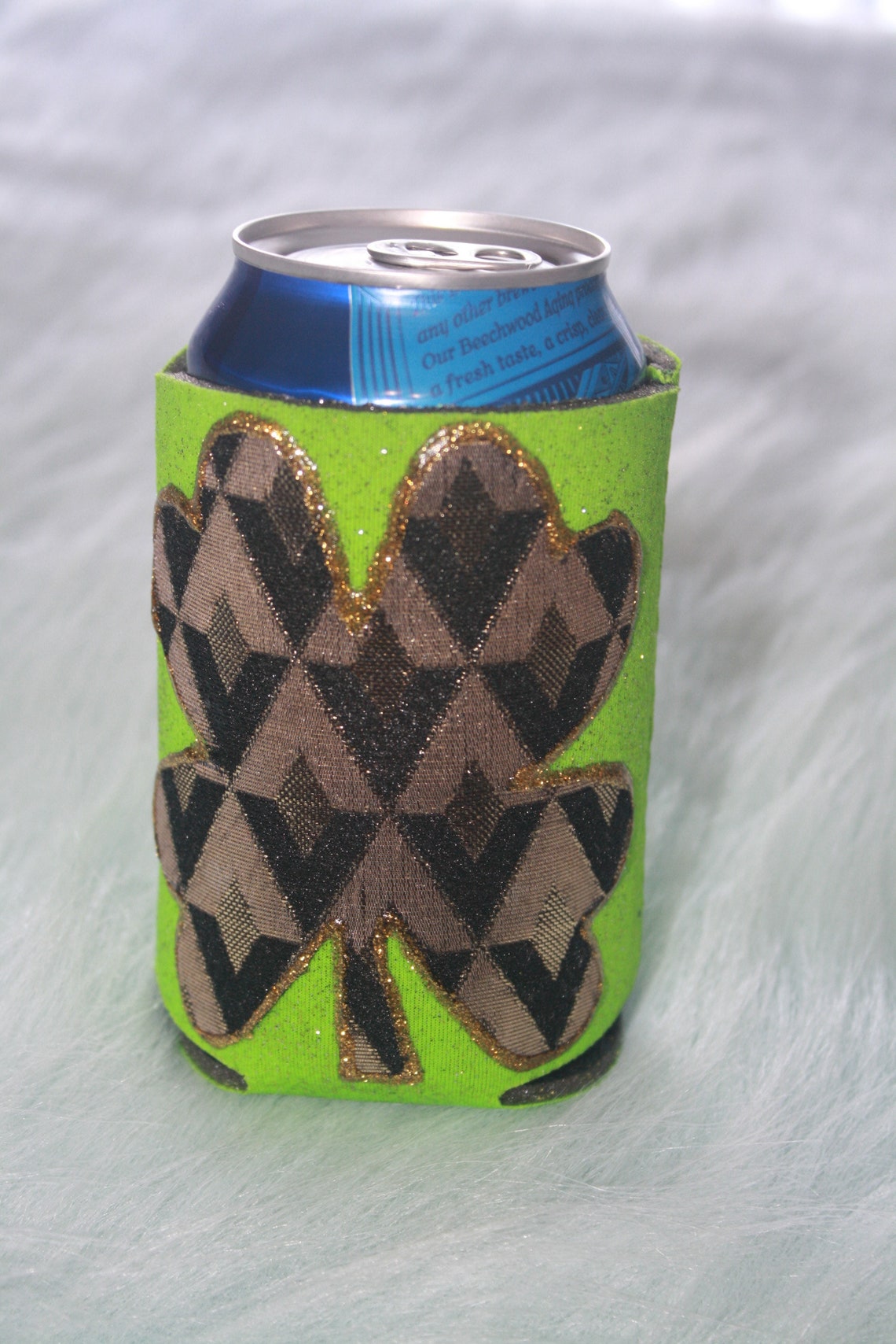 Classy Lassie Neon Green Can Hugger With Gold and Black | Etsy