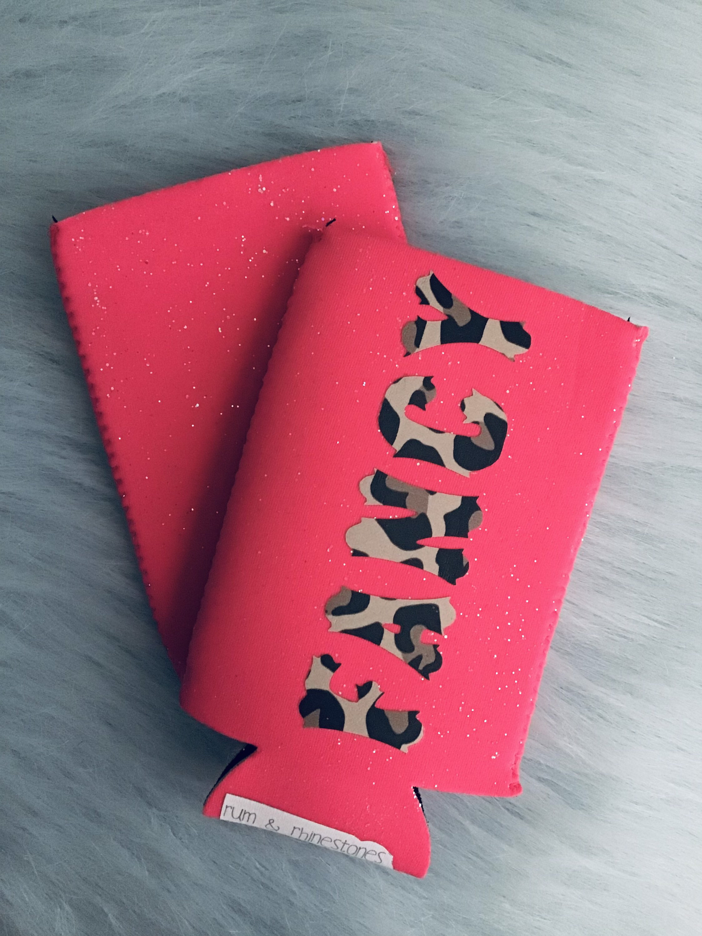 FANCY Cheetah Pink Glitter Seltzer Can Hugger // Slim Can Cozy - Etsy