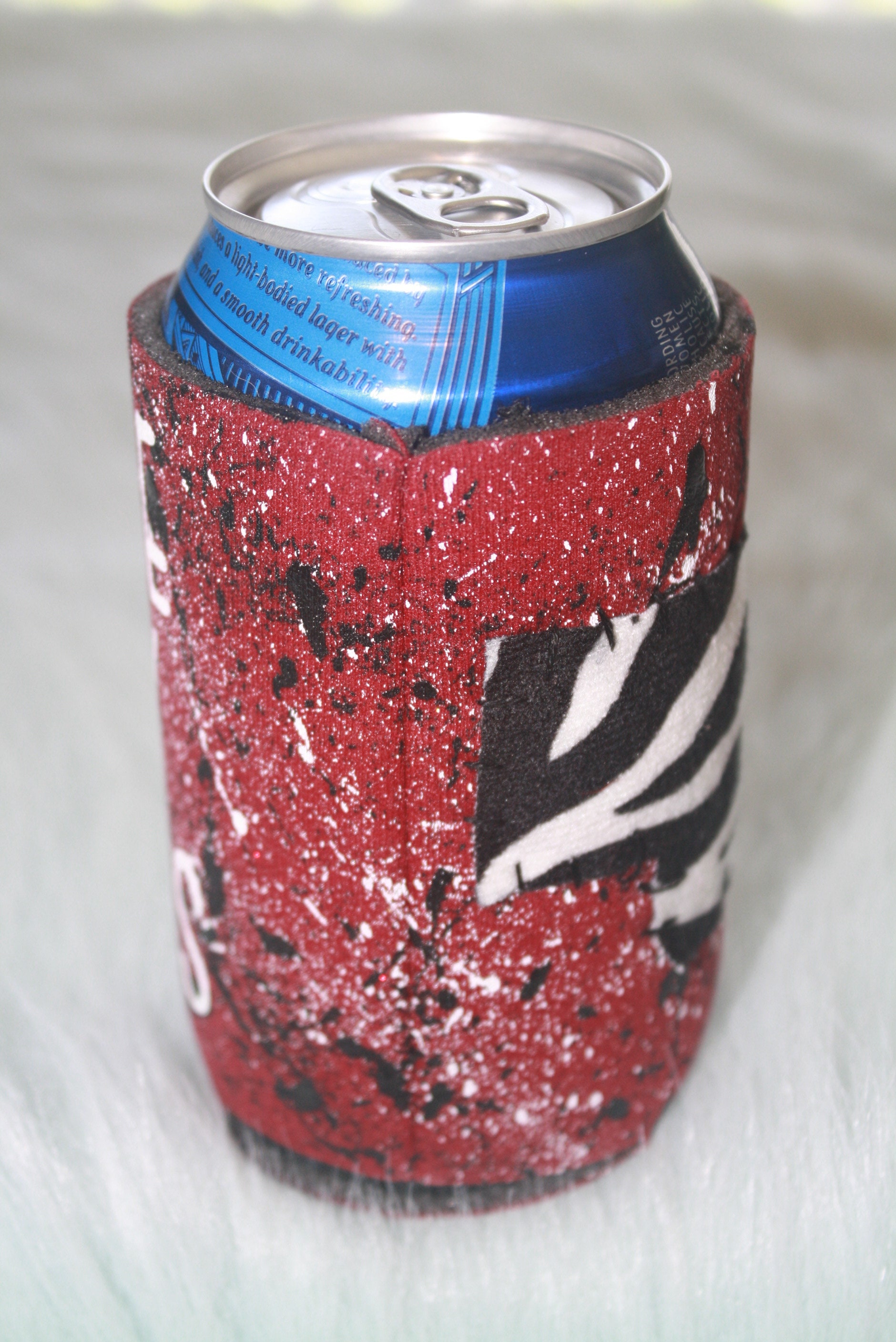 Game Day Vibes Red and Zebra Beer Cozy // Nebraska Football - Etsy