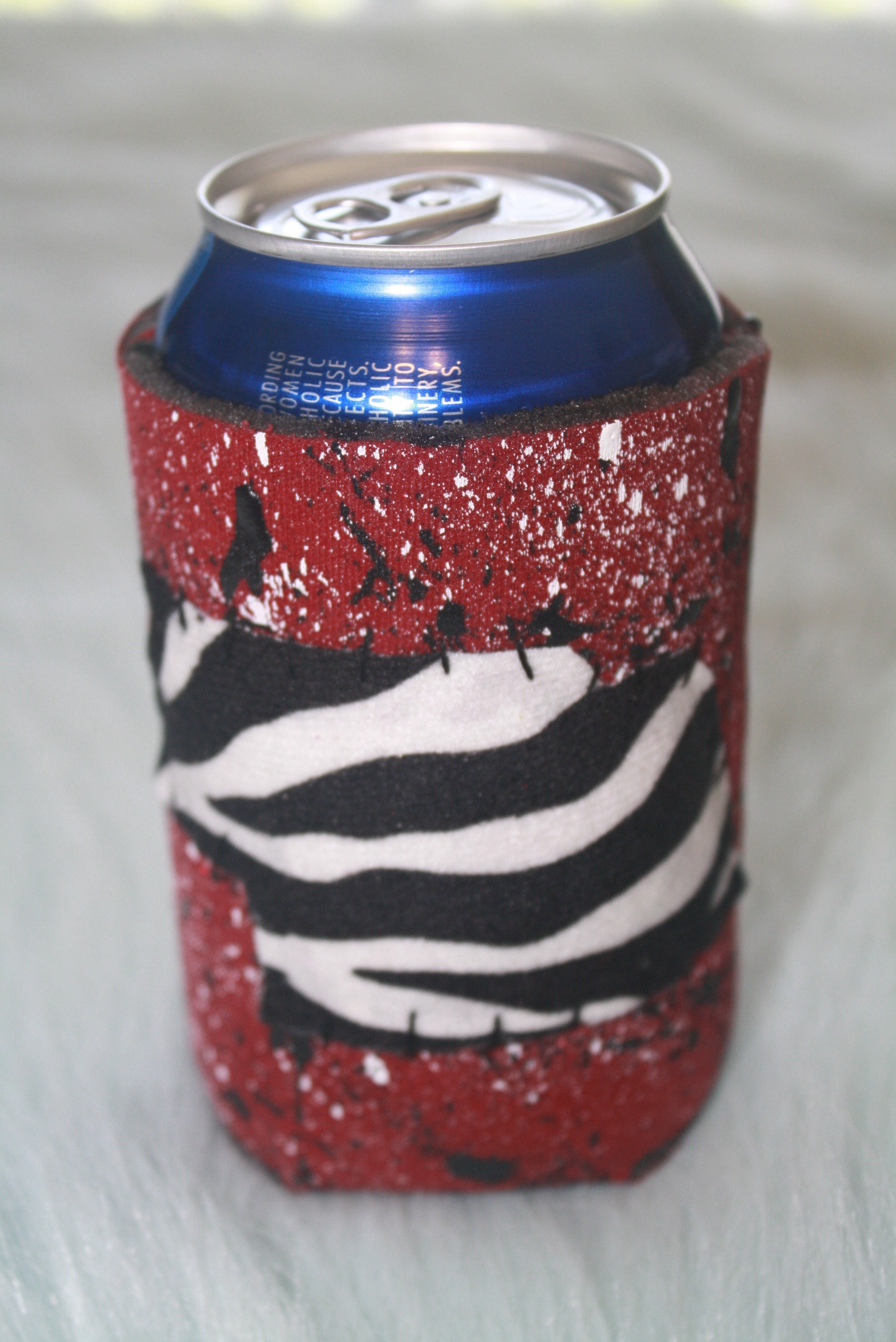 Game Day Vibes Red and Zebra Beer Cozy // Nebraska Football - Etsy