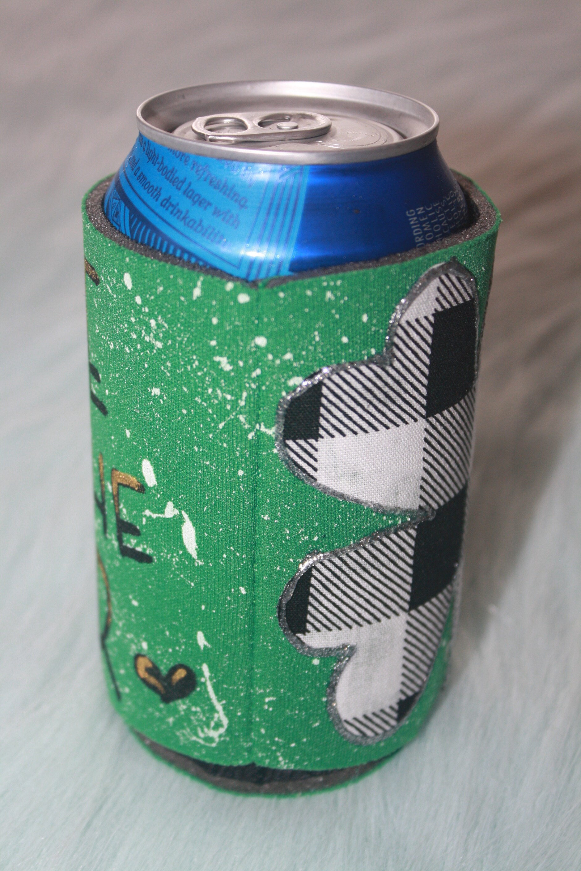 Here for the Beer Green Party Can Hugger With Flannel Shamrock - Etsy