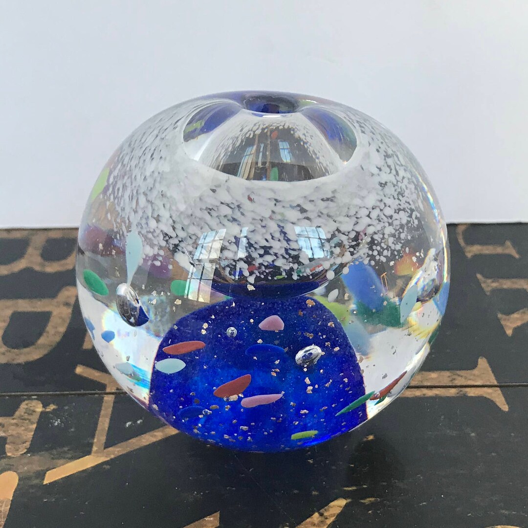 Vintage Glass Paperweight by Hand Rubs Hand Made Bohemian Crystal , Oil ...