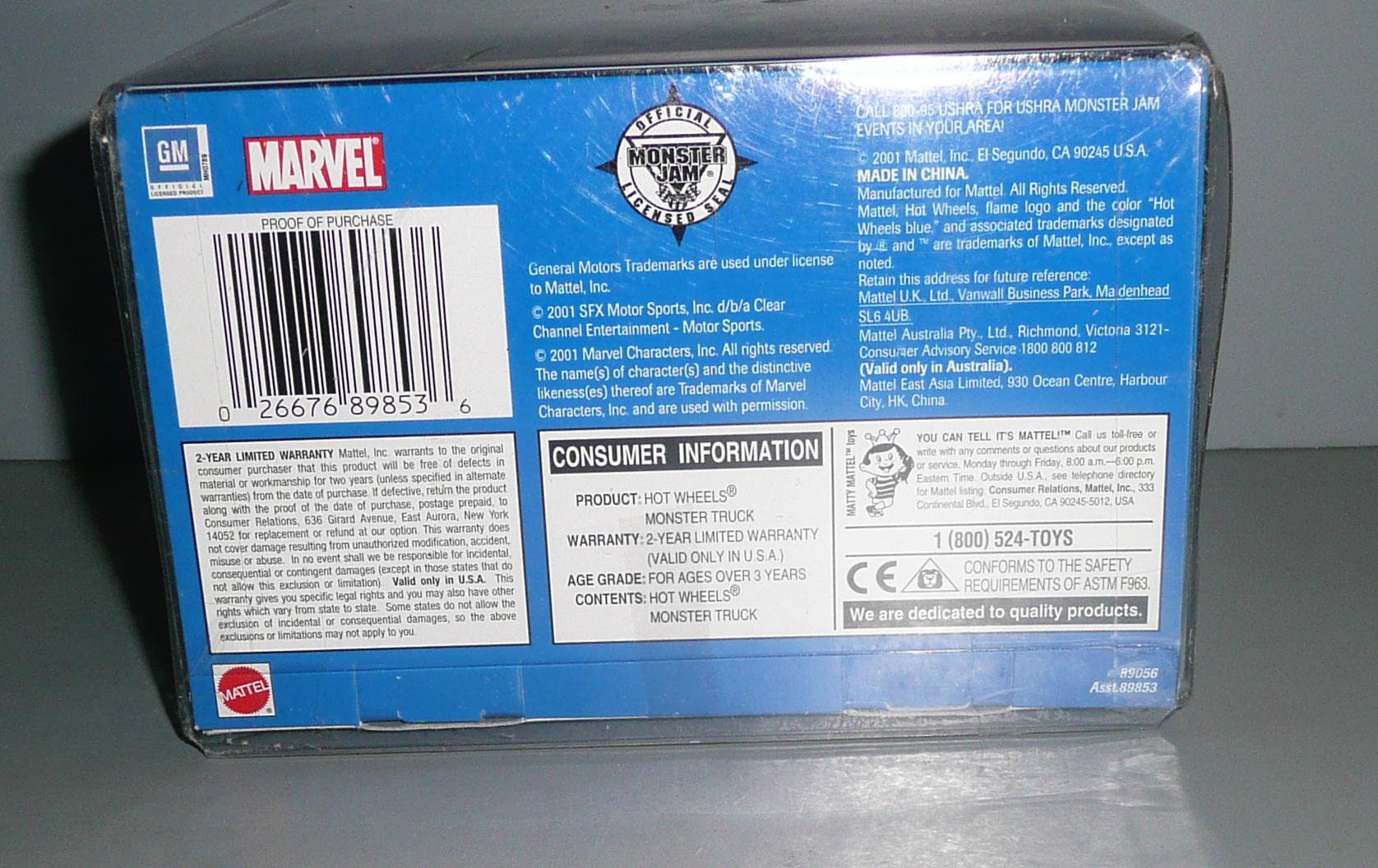 Hot Wheels THRASHER MONSTER JAM Trucks Rev N Go Power 2001 New in ...