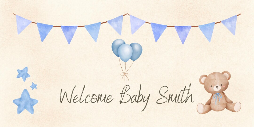 Welcome Baby Boy Editable Banner - Etsy
