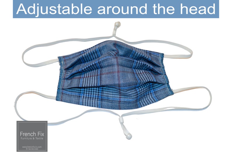 Dandy Blue Plaid Face Mask Italian Linen Menswear Hickey - Etsy