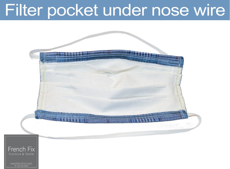 Dandy Blue Plaid Face Mask Italian Linen Menswear Hickey - Etsy