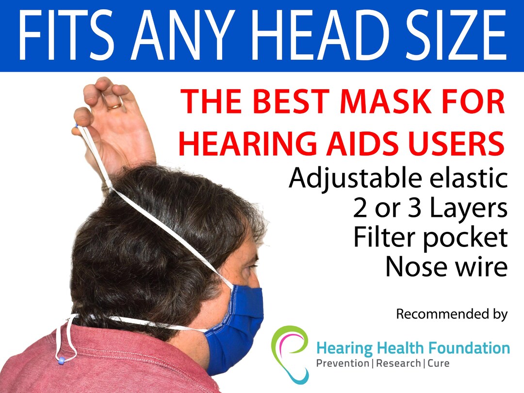 Best Mask for Hearing Aids, Over the Head, One Size Fits All, Made in ...
