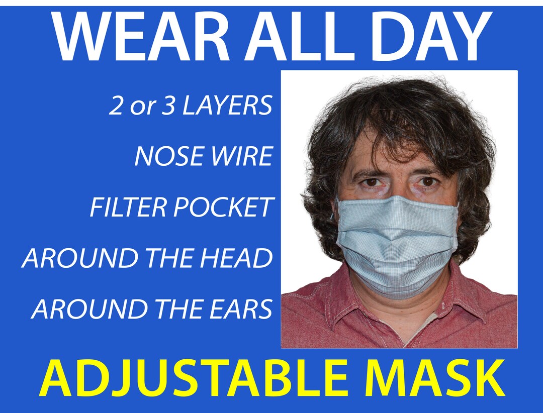 One Size Fits All Face Mask, for Men and Women, Elastic Around Head ...