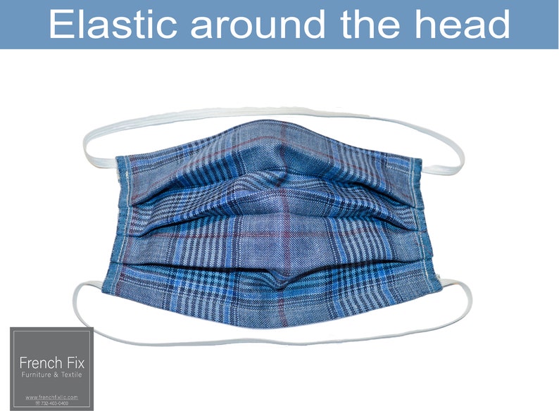 Dandy Blue Plaid Face Mask Italian Linen Menswear Hickey - Etsy