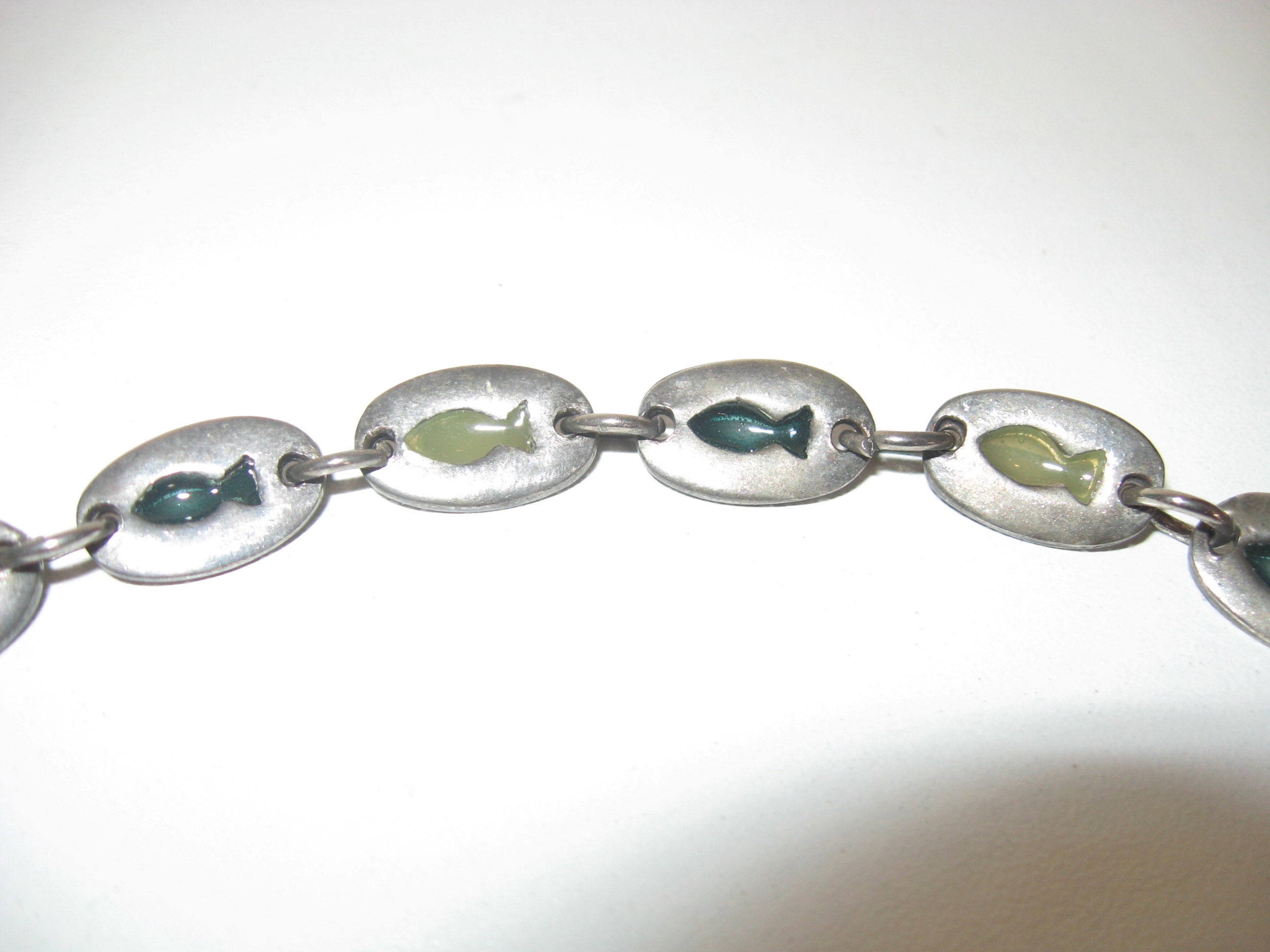 Necklace by Marc Labat Silver Toned Metal With Encrusted Fish - Etsy