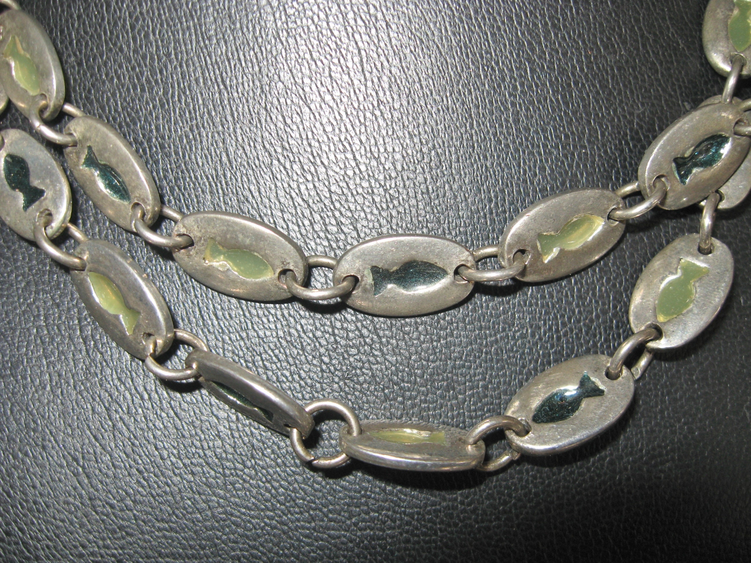 Necklace by Marc Labat, Silver Toned Metal With Encrusted Fish - Etsy