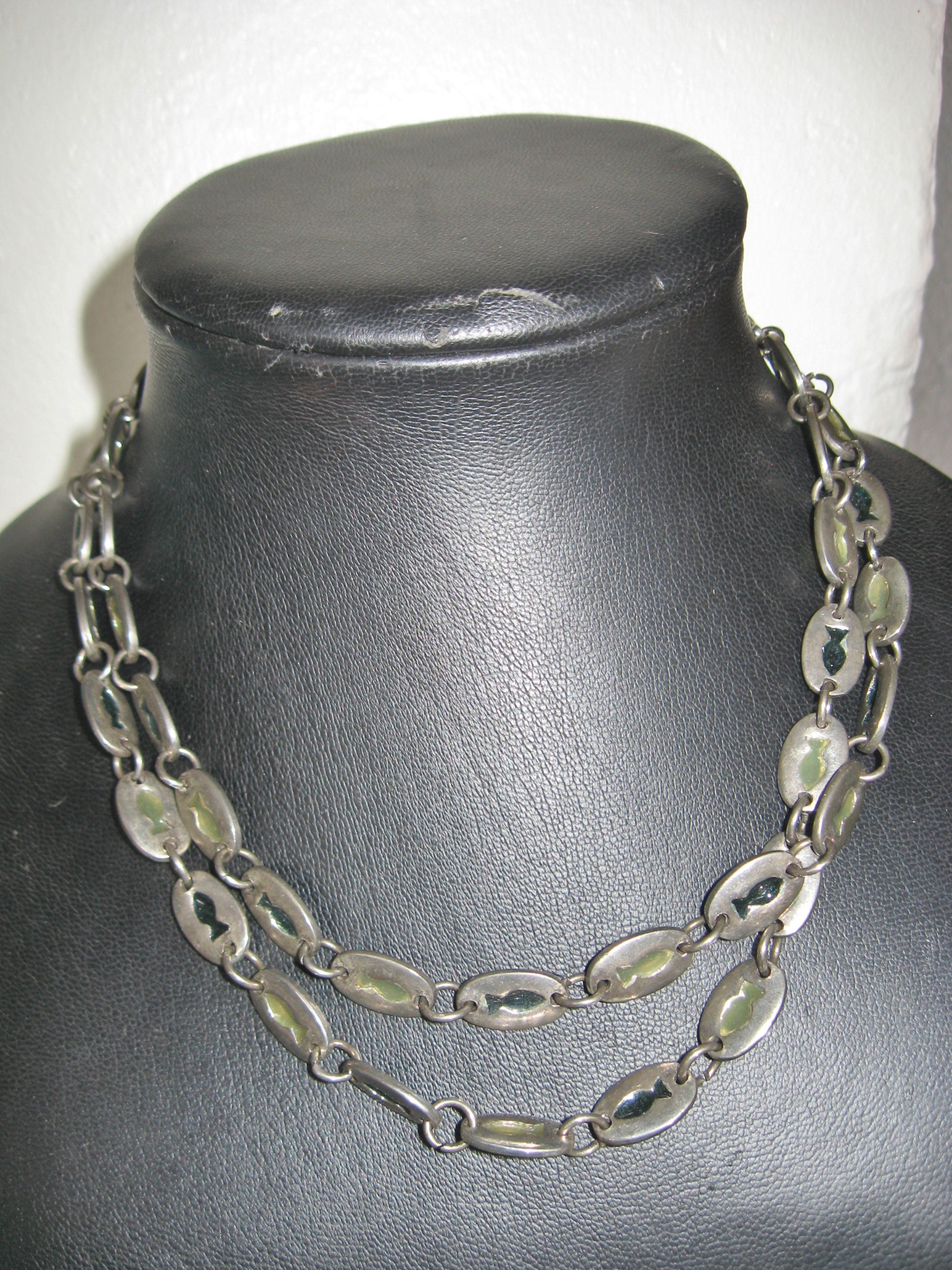 Necklace by Marc Labat Silver Toned Metal With Encrusted Fish - Etsy