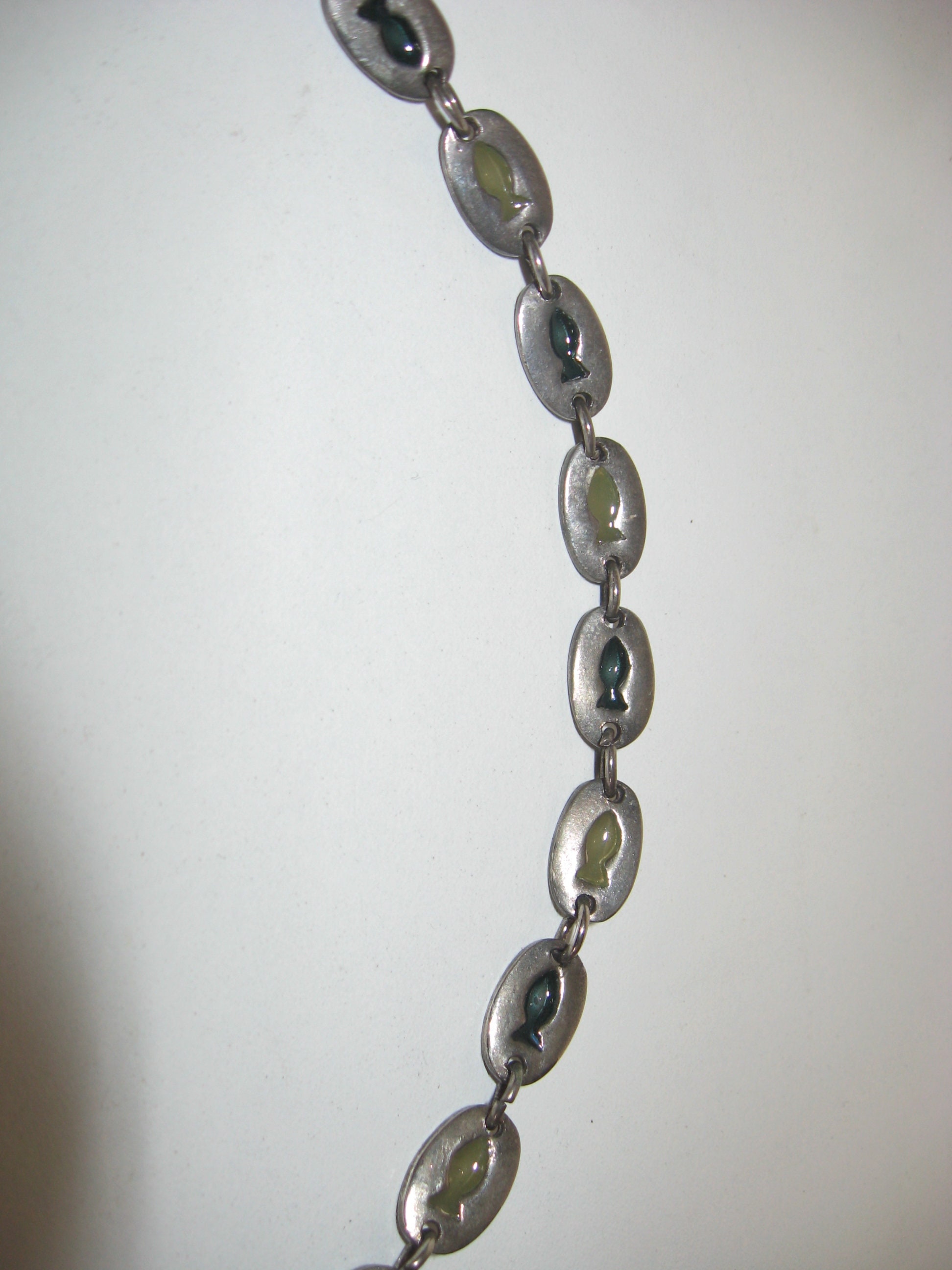 Necklace by Marc Labat Silver Toned Metal With Encrusted Fish - Etsy
