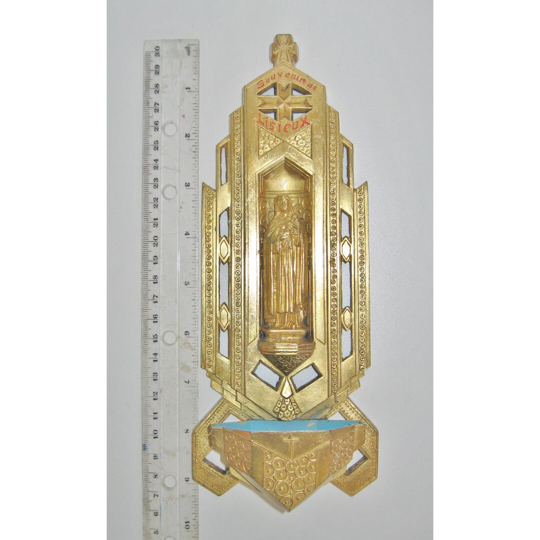 Religious Holy Water Stoup, Bénitier Saint Therese of Lisieux, French ...