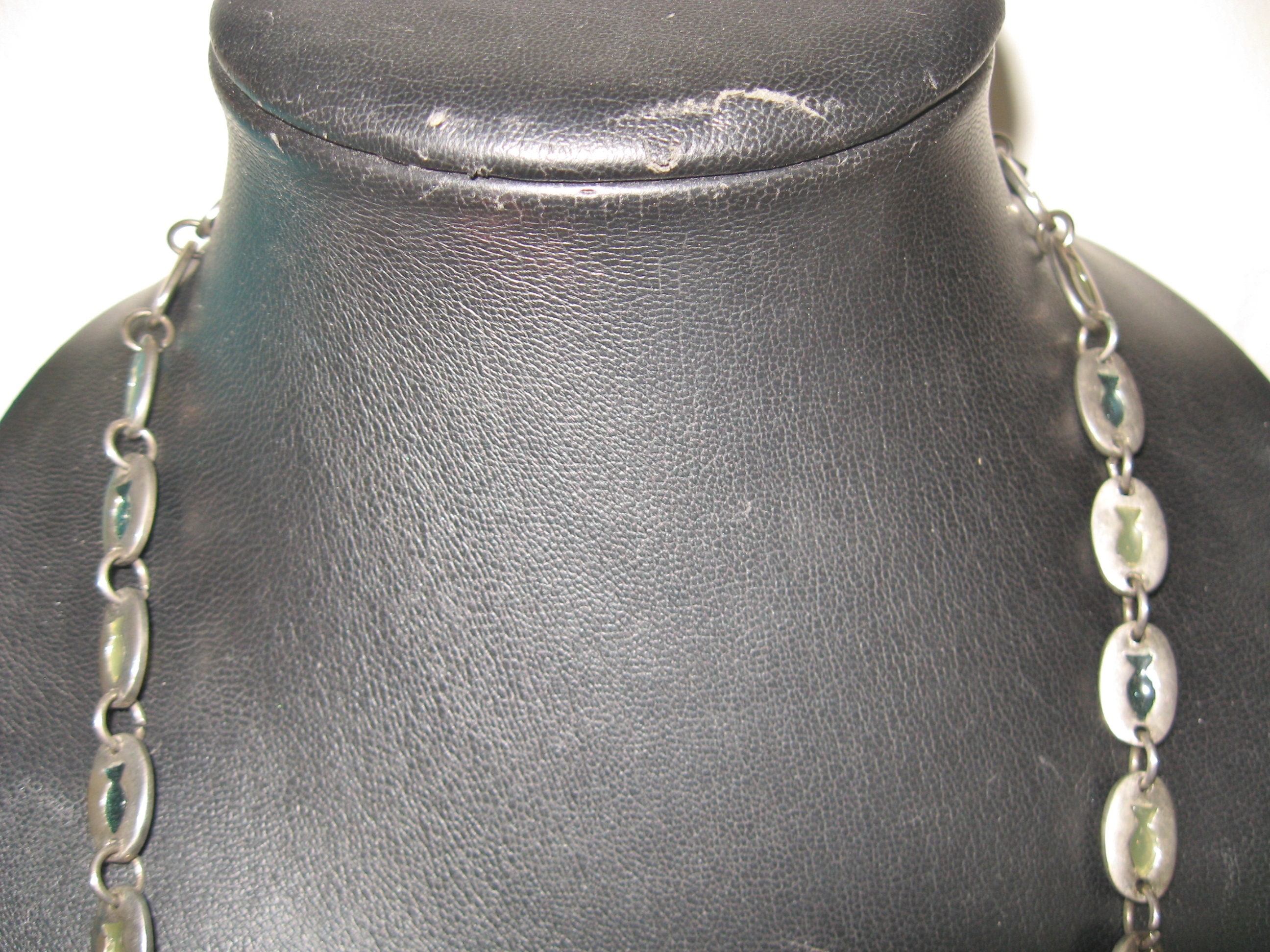 Necklace by Marc Labat, Silver Toned Metal With Encrusted Fish - Etsy