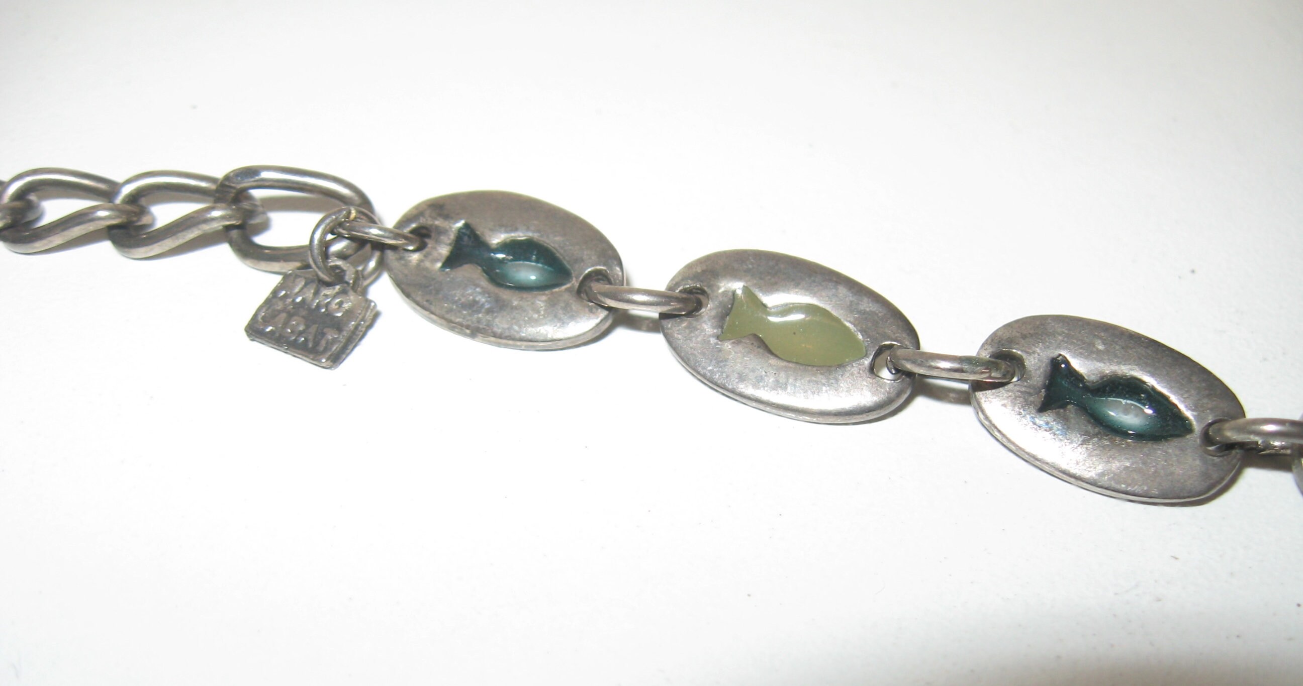 Necklace by Marc Labat, Silver Toned Metal With Encrusted Fish - Etsy