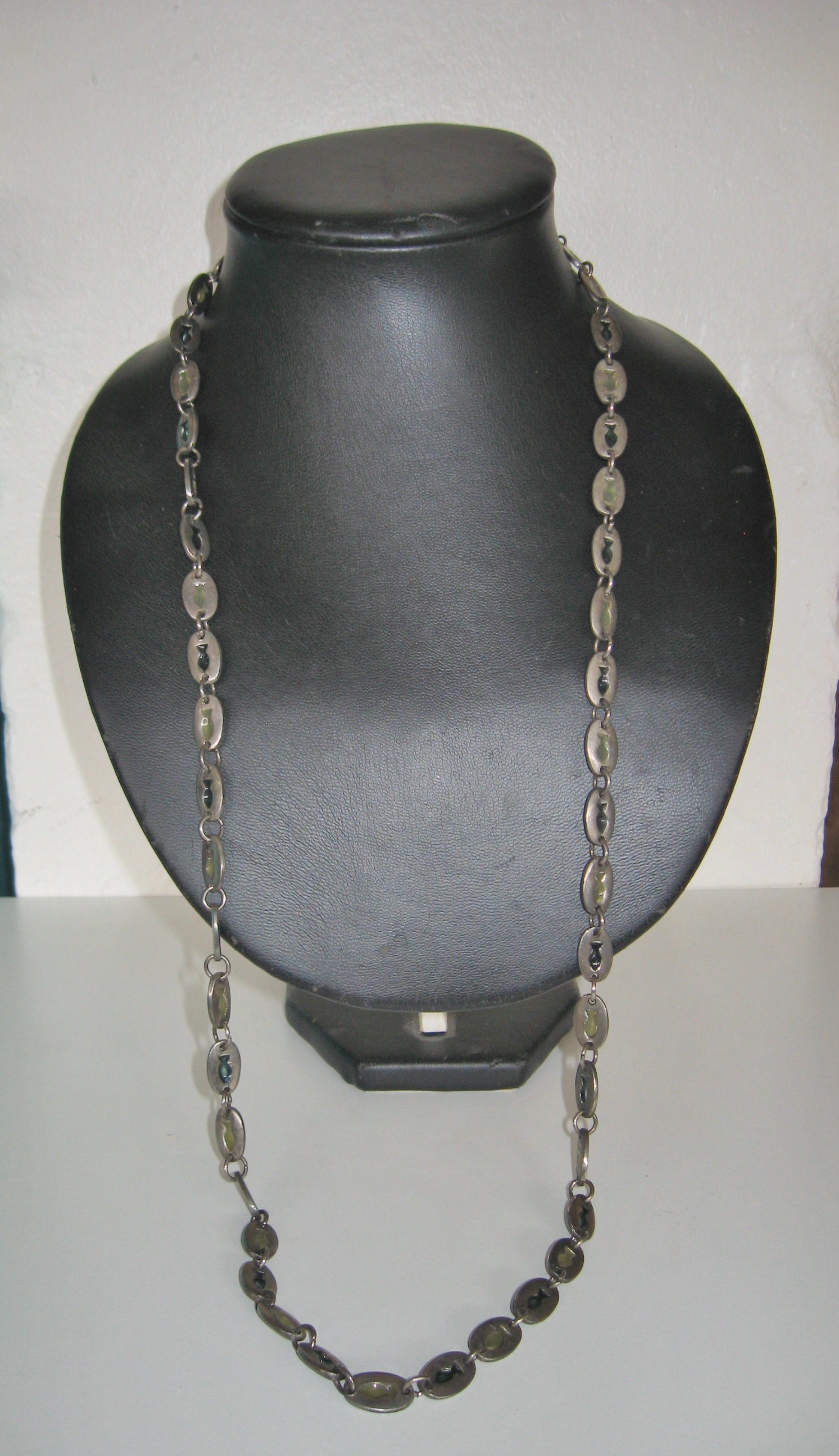 Necklace by Marc Labat Silver Toned Metal With Encrusted Fish - Etsy